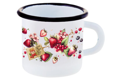 Кружка эмалированная Ягодки 0,4л для чая, кофе, молока, Appetite