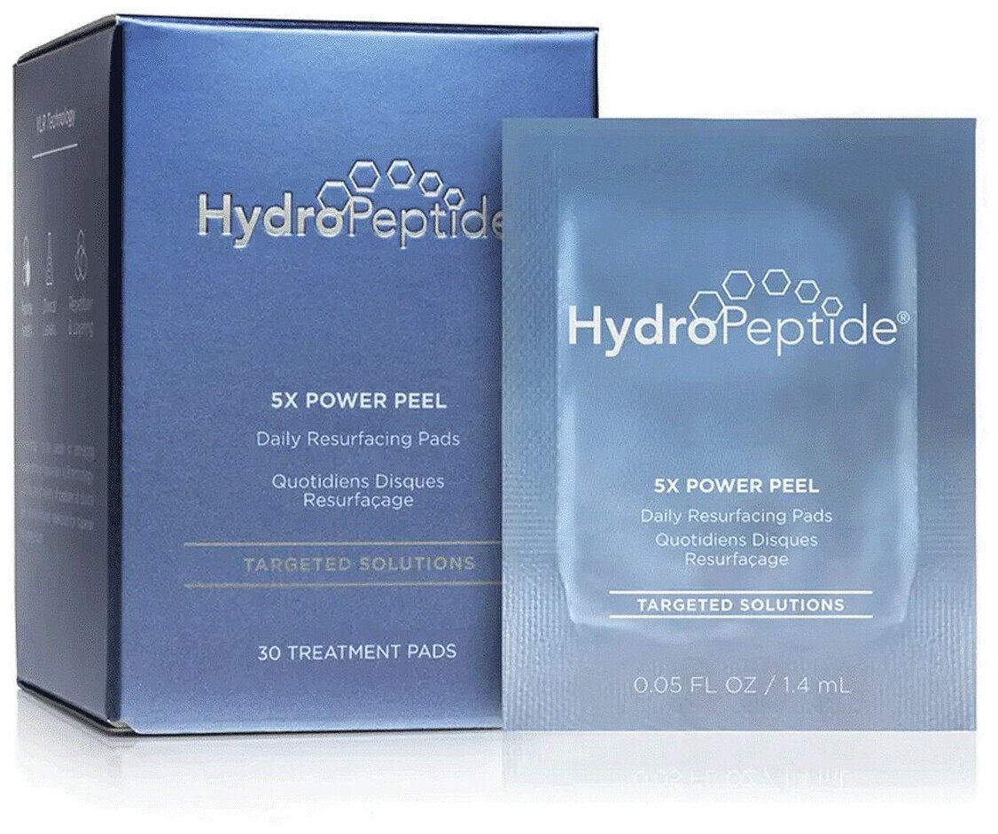 HydroPeptide 5X Power Peel экстра-омолаживающий пилинг на основе пептидов и энзимов, 30 салфеток