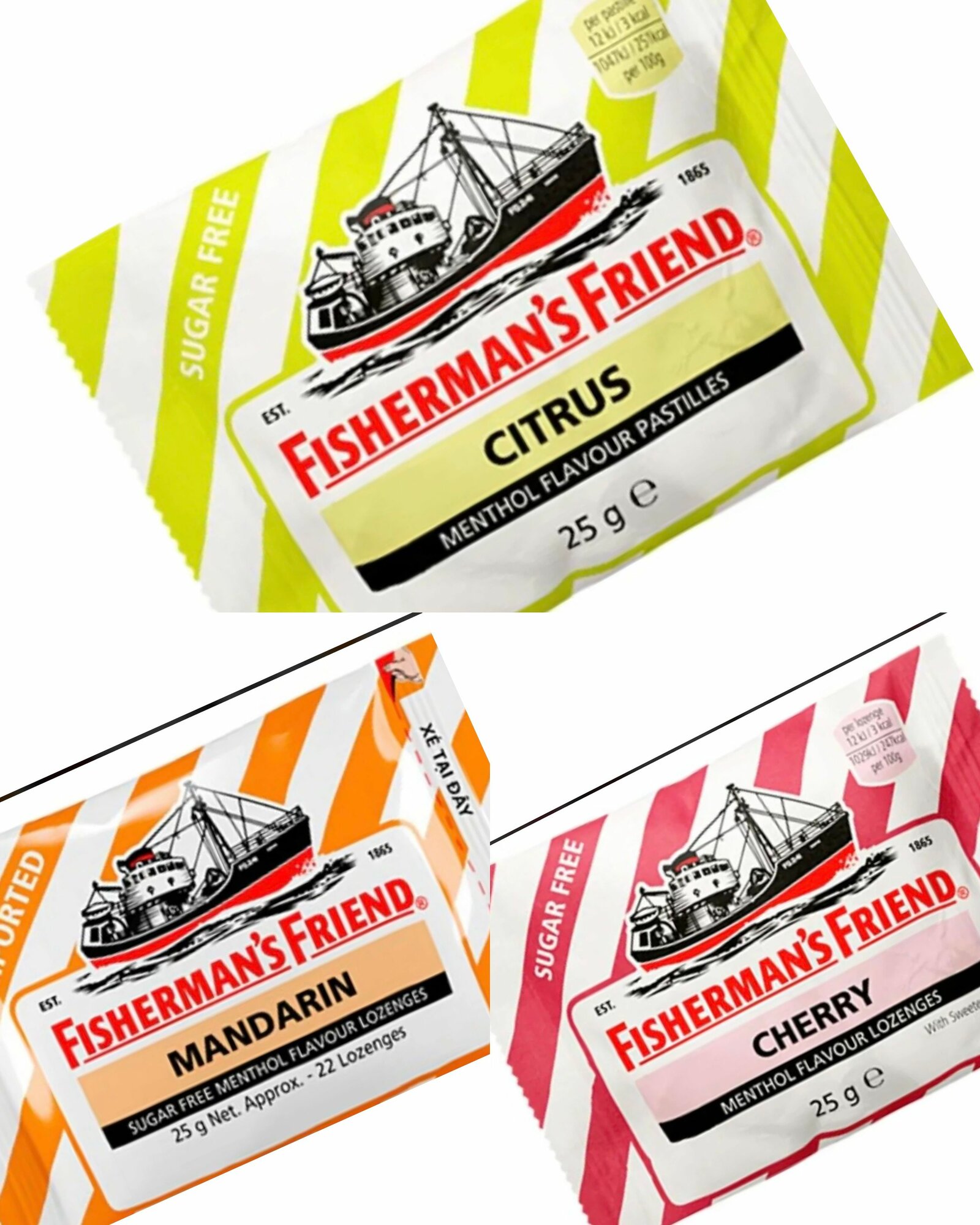 Леденцы Fisherman's Friend Citrus, mandarin, cherry-3 шт по 25 гр Тайланд