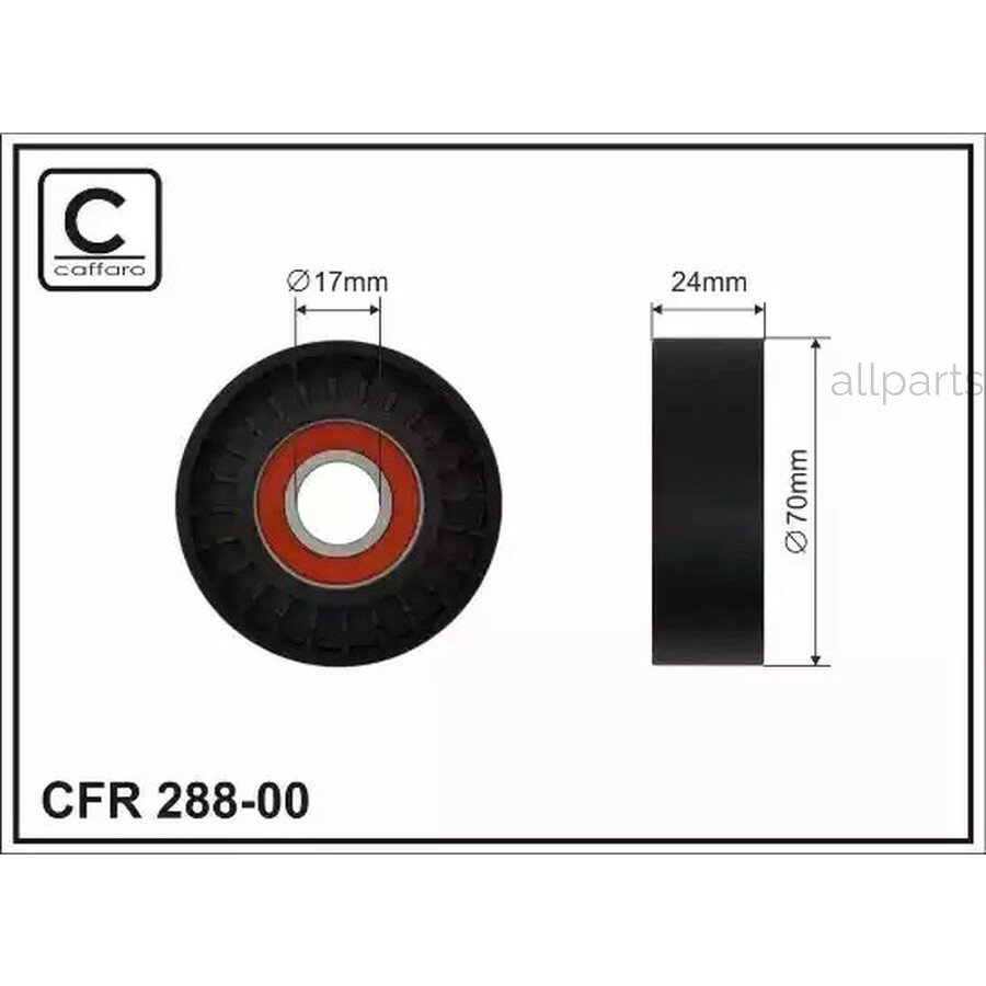 CAFFARO 28800 Ролик генератора натяжной Audi A1 A3 TT VW Golf 6 Passat 20 TFSI 04 (без натяжителя)