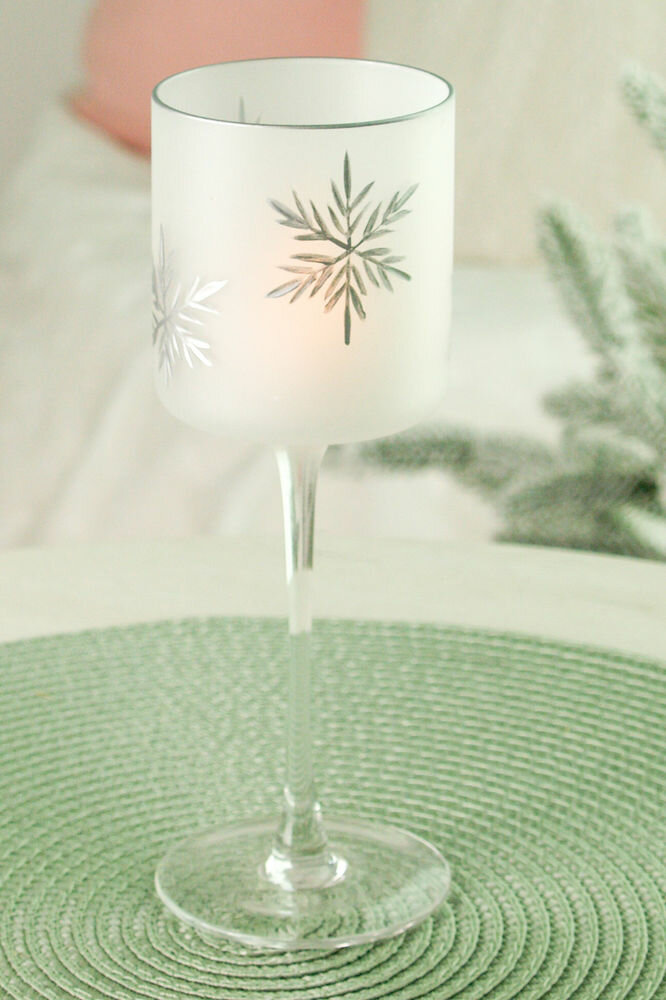 Подсвечник-бокал ортенс, стекло, серебряный, 20 см, Edelman 1151816