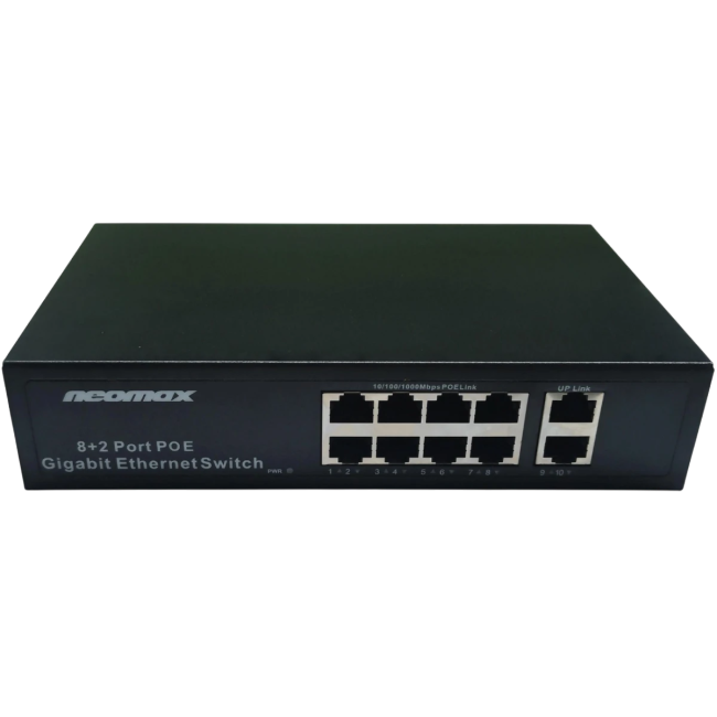NEOMAX Неуправляемый коммутатор (8UTP 1000Mbps PoE + 2Uplink)
