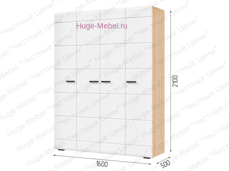 Шкаф 4-х створчатый "Либерти ШК 04" белый глянец/дуб сонома