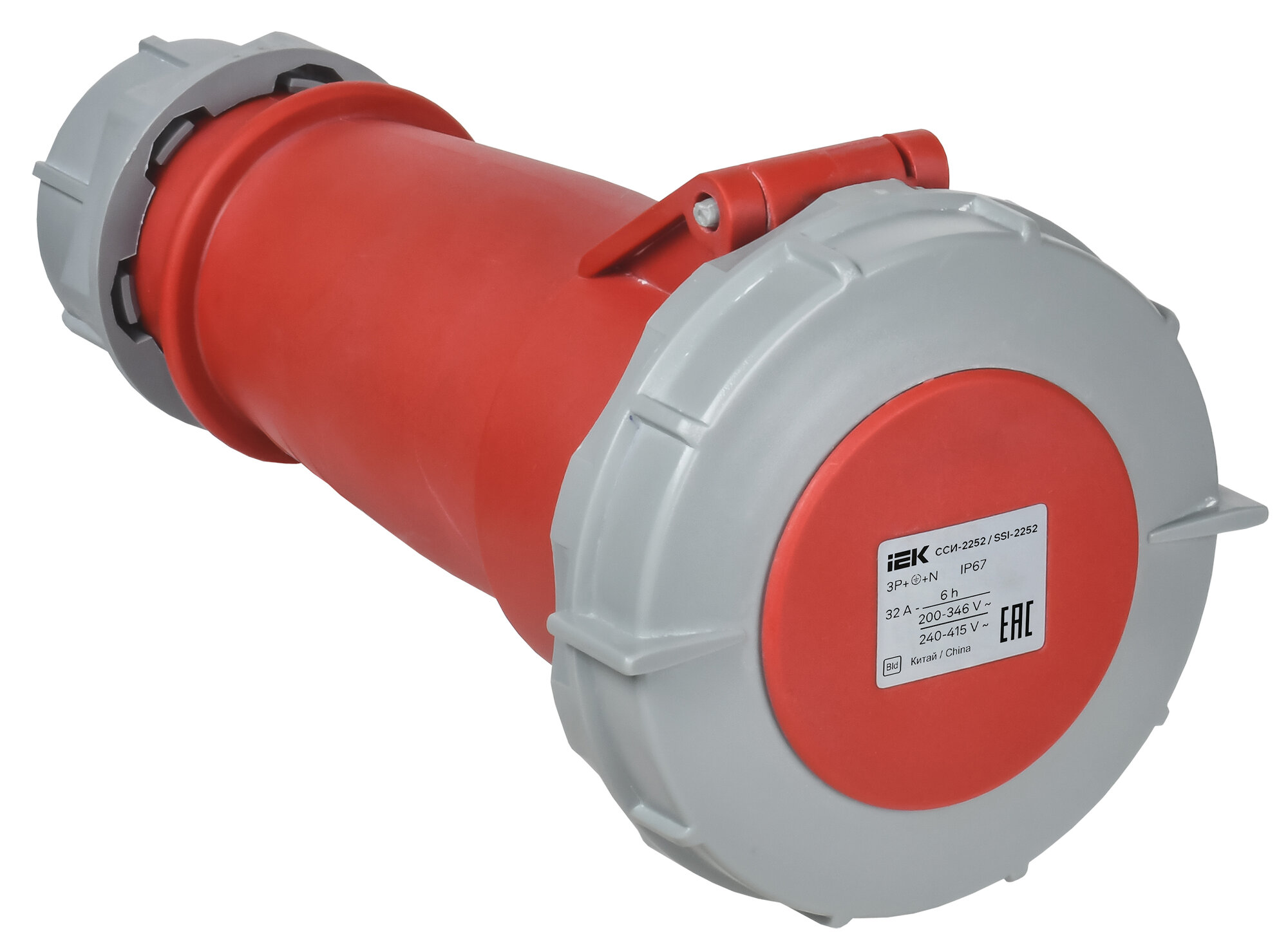 Розетка переносная IEK ССИ-2252 IP67, пластик, красный, 3Р+РЕ+N, 32А-6ч, 380В