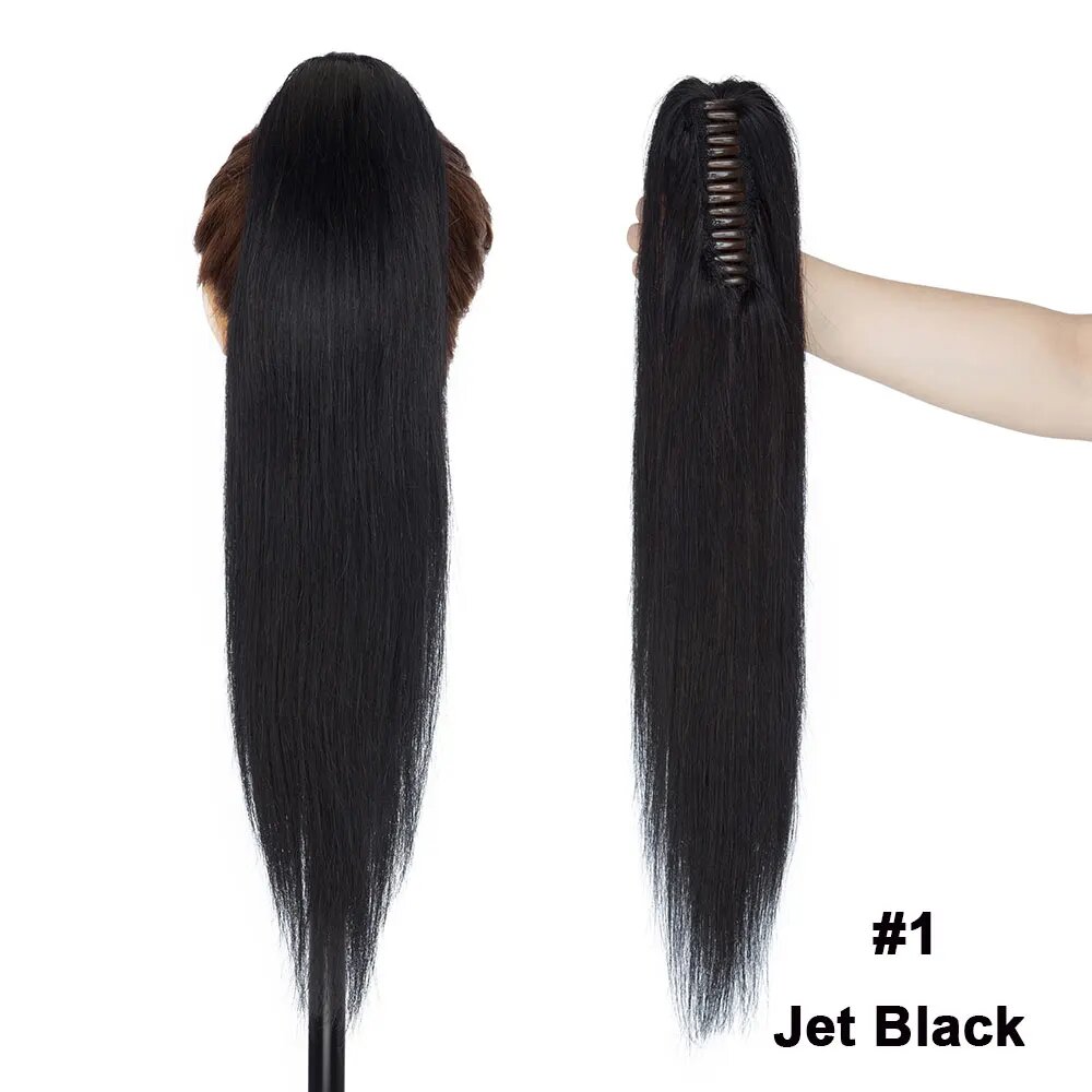 SEGO прямые натуральные волосы для наращивания конского хвоста 18 inch 115g, # 1