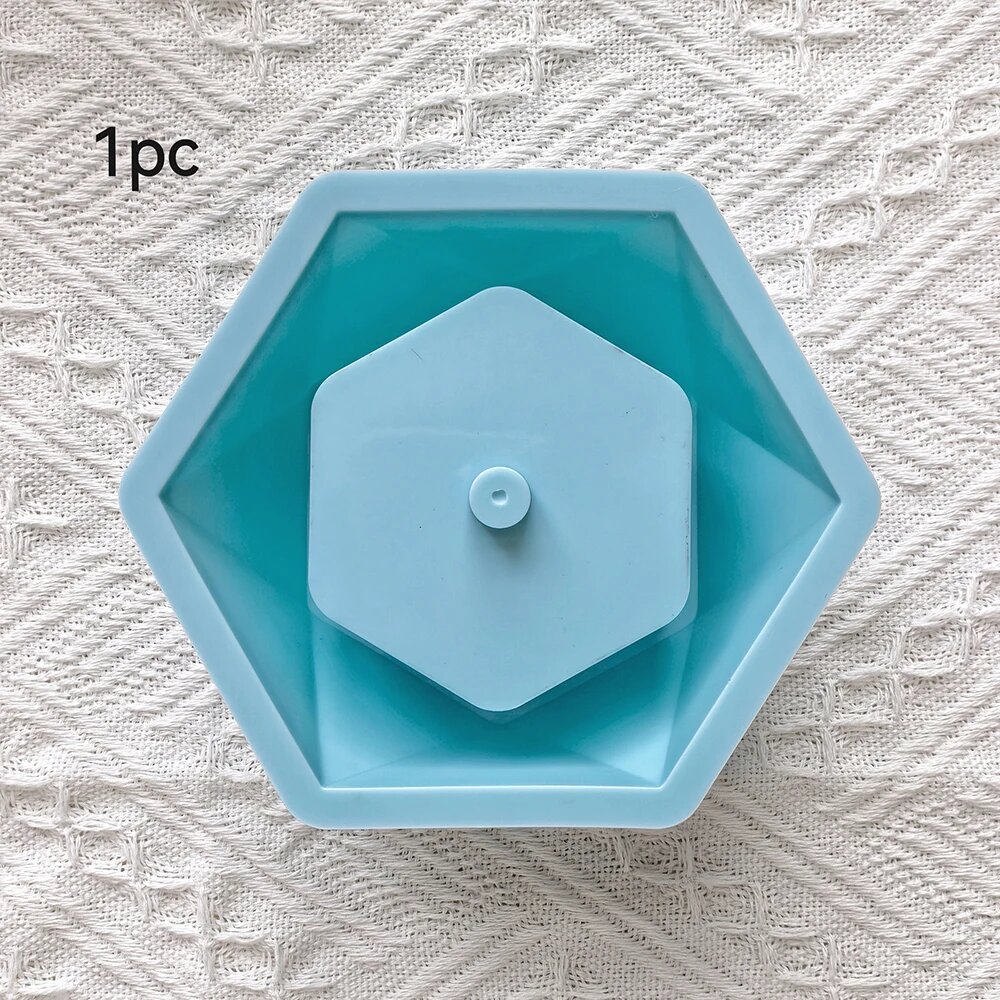 Силиконовая форма для горшка шестигранная, цвет 012blue