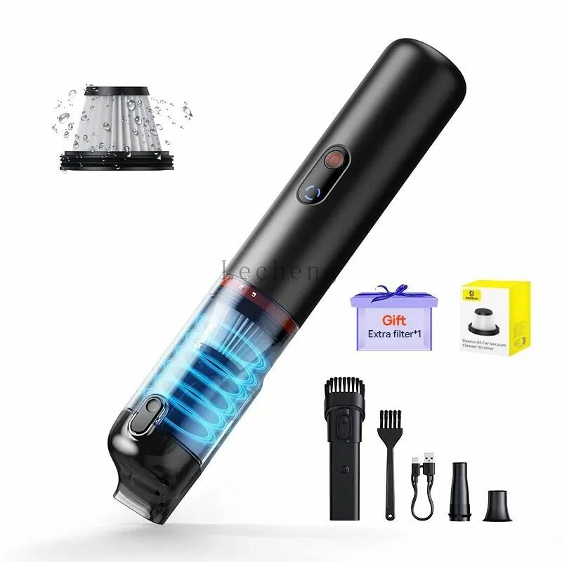 Baseus A5 беспроводной автомобильный пылесос 16000Pa моющий мини пылесос для авто + 3 насадки Быстрая зарядка сухая/влажная уборка салона, дома, компьютера (до 40 мин работы)