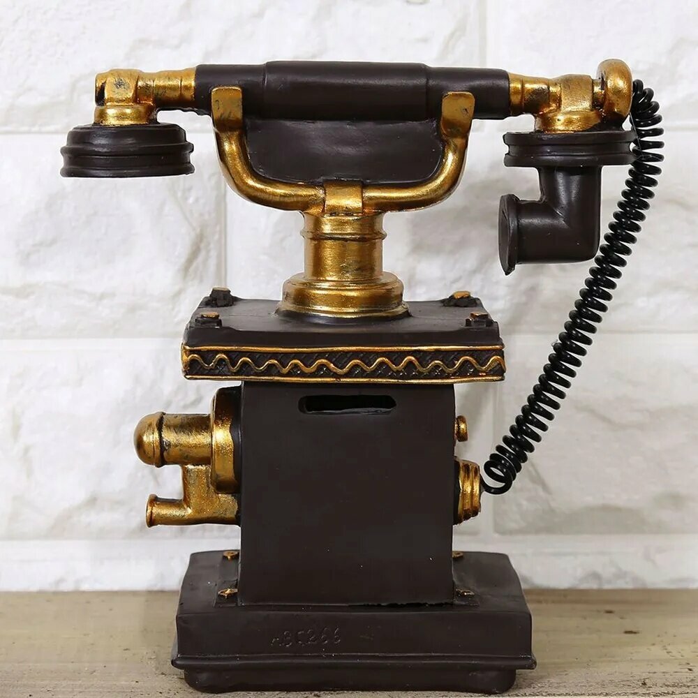 Копилка "Телефон", 19х7.8х8 см, высококачесвенная смола, черно