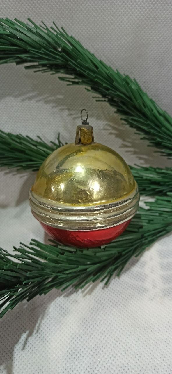 Елочная игрушка Шар подвесная винтажная, стекло, СССР