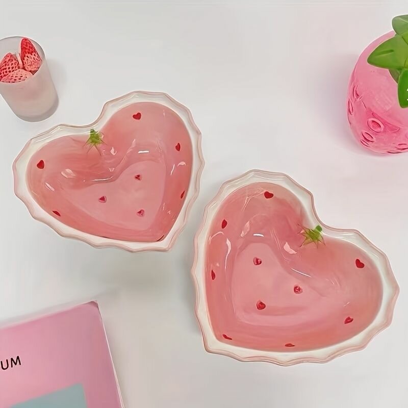 2 керамические миски со клубникой милые подарки на День матери, десертные/салатные миски Faridabio