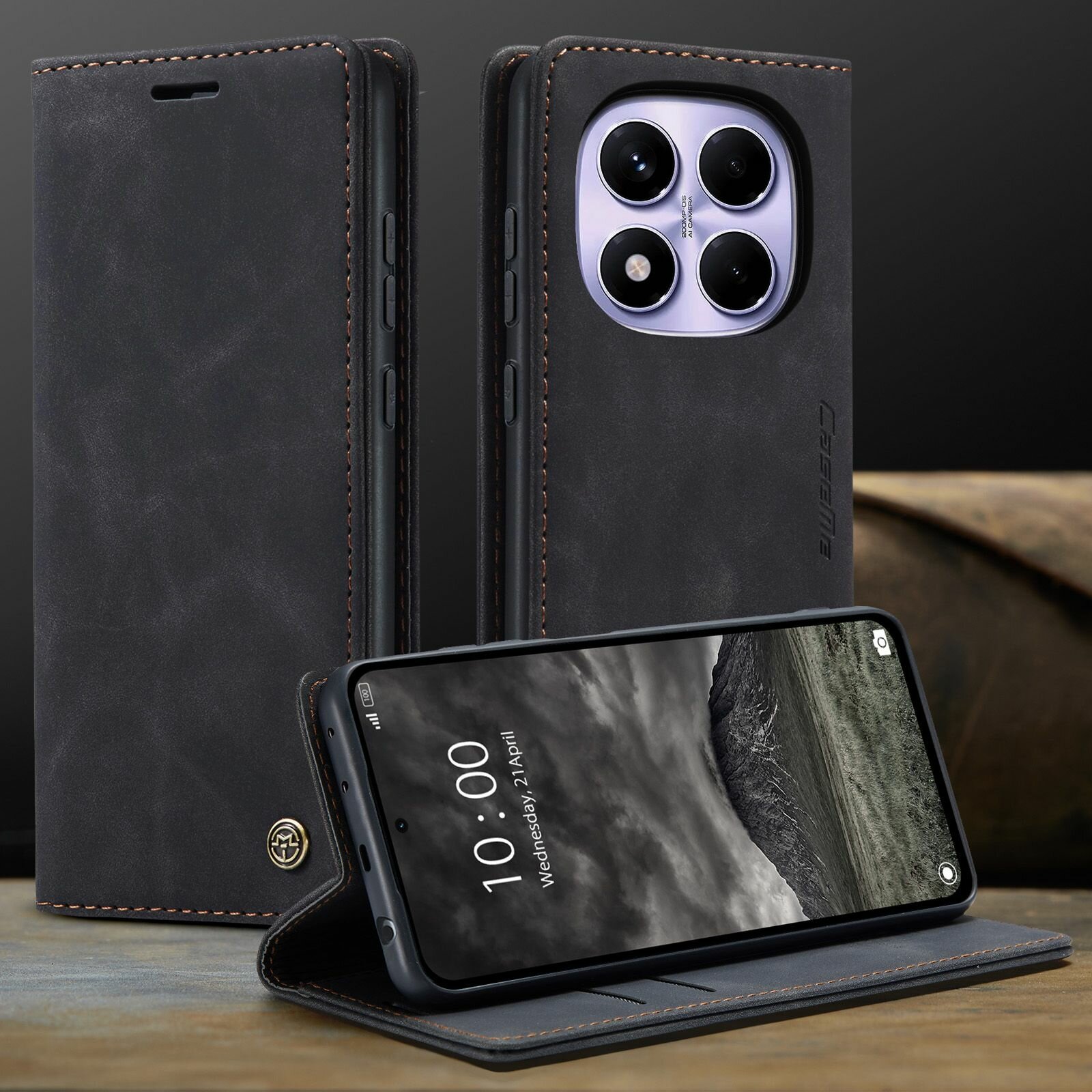 Чехол-книжка CaseMe Matte Redmi Note 14 Pro 4G черный