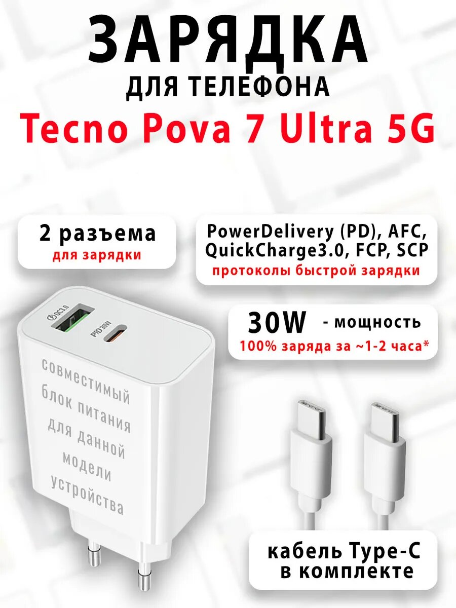 Зарядное устройство для телефона Tecno Pova 7 Ultra 5G
