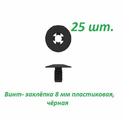 Заклепка пластиковая QUICK LOCK 8 мм. черная, 25 шт.
