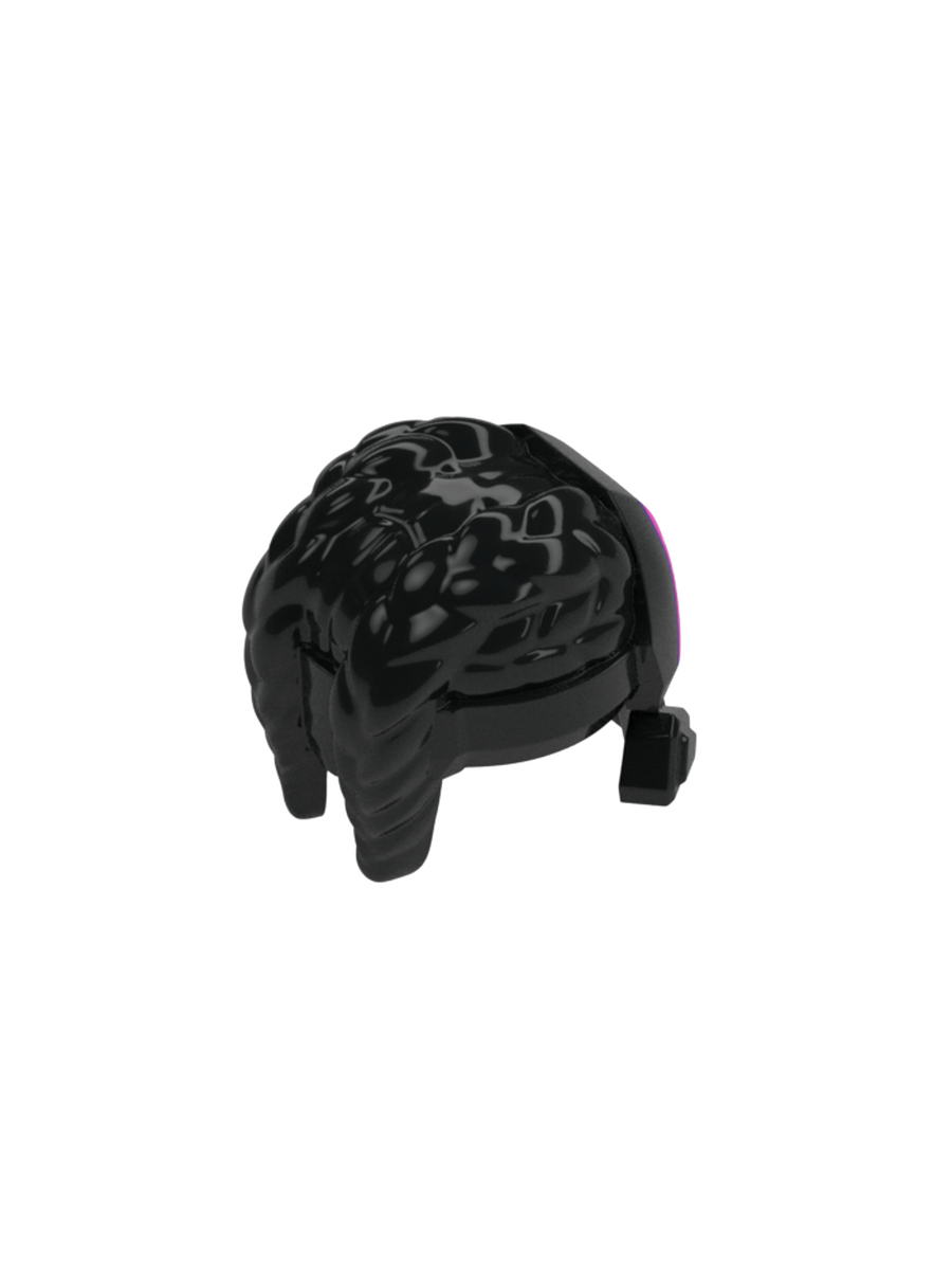 Деталь Lego Minifigure, Hair Coiled with 2 Cornrow Pigtails and Mask with White and Dark Pink Angular Eyes with Dark Purple Outline Pattern (7416pb01)