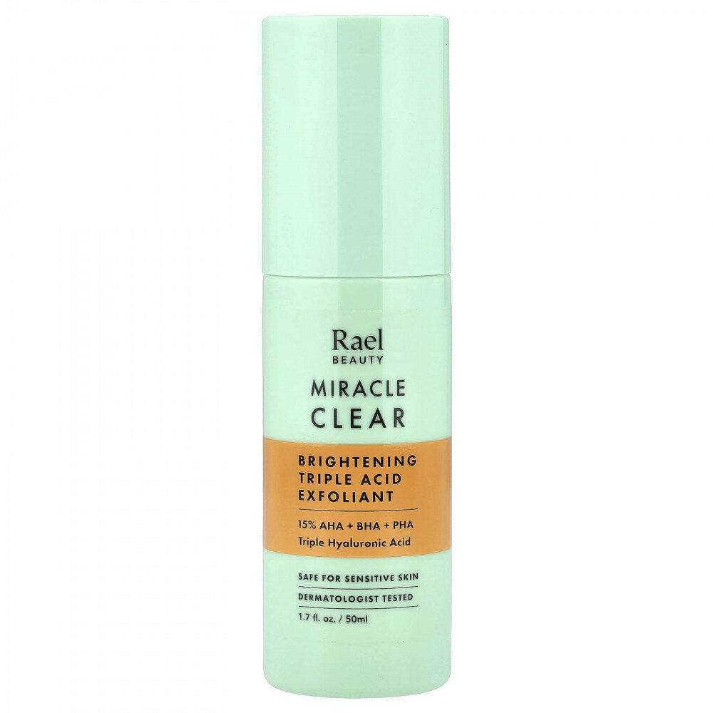 Rael, Miracle Clear, осветляющий эксфолиант с тройными кислотами, без отдушки, 50 мл (1,7 жидк. унции)