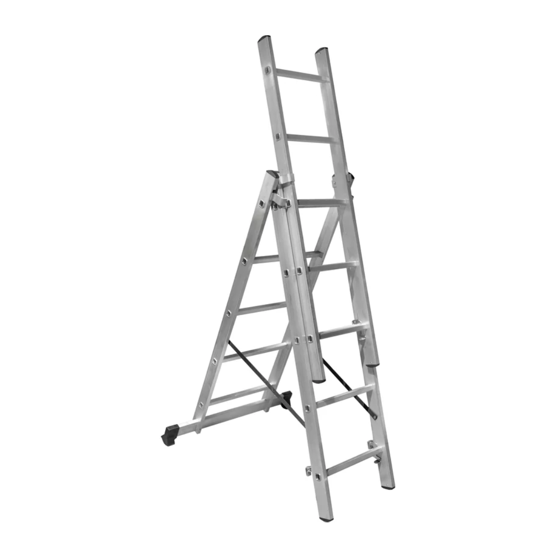 Лестница Gigant L-03, 3 секции по 5 ступеней, нагрузка до 150 кг, серебристый