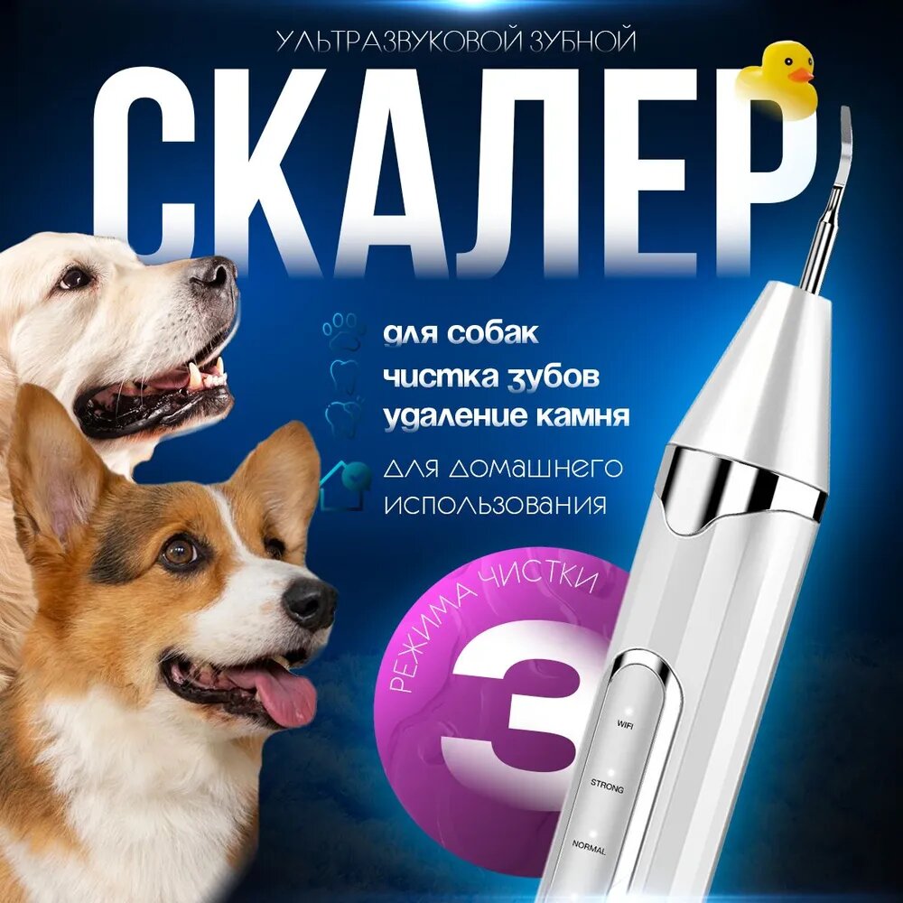 Зубная щетка для животных Скалер ультразвуковой для собак, чистка зубов, удаление камня, домашнего использования, белый
