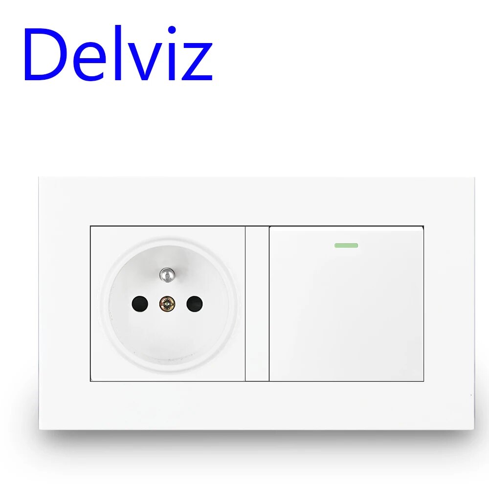 DELVIZ Розетка с выключателем, белая