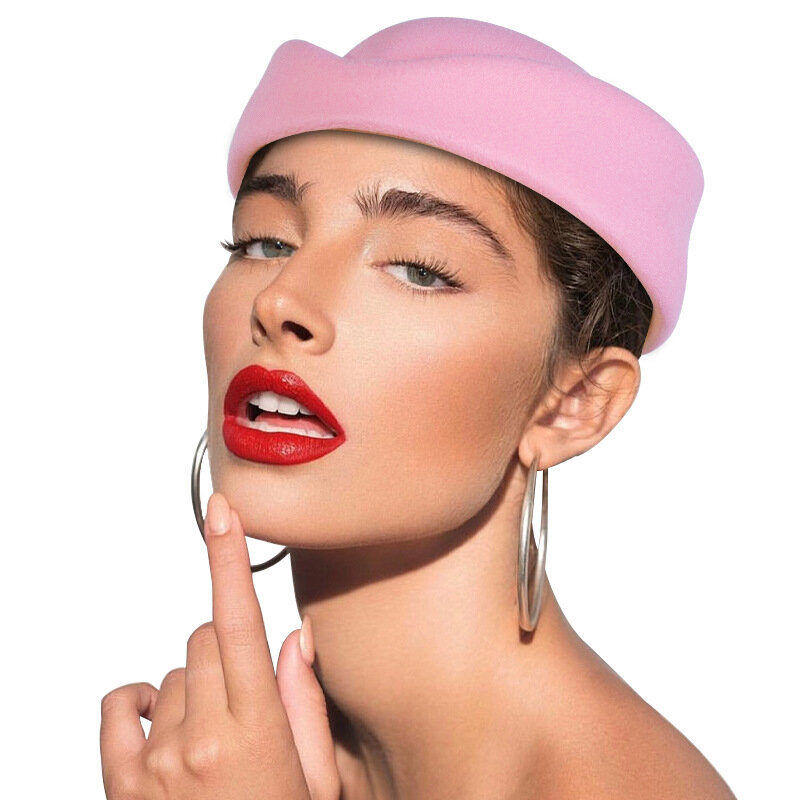 Европейский и американский британский ретро-берет из войлока для женщин-стюардесс, универсальная шерстяная шляпа стюардессы, парадная шляпа.