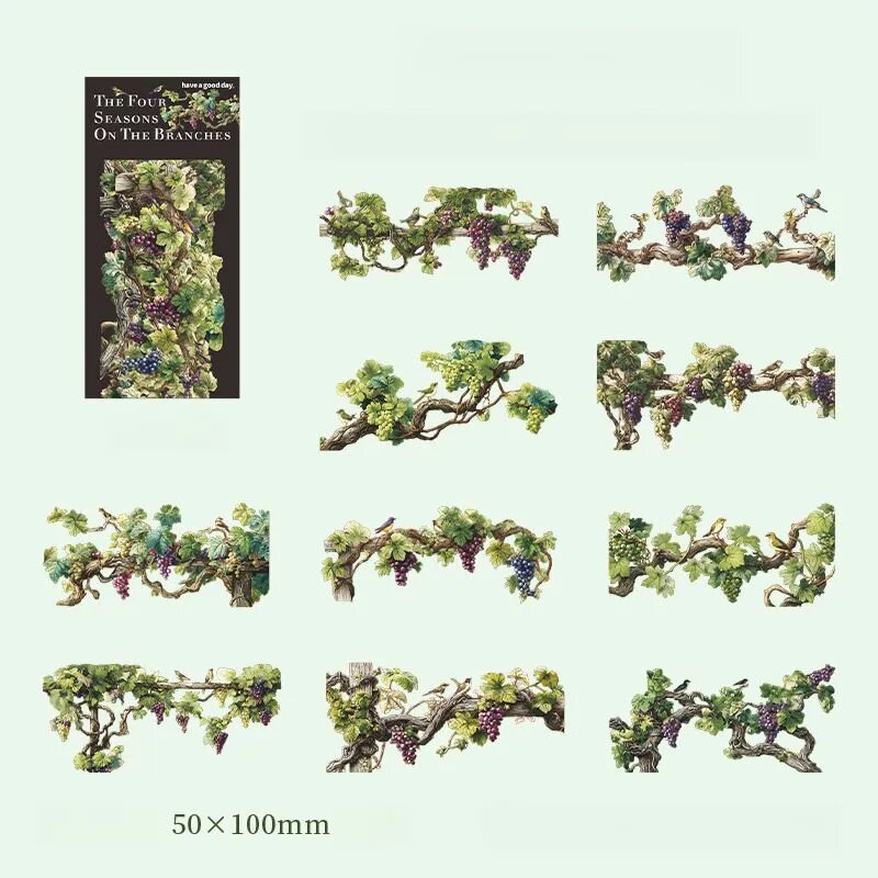 Набор наклеек, mr. paper, Тема "Длинная ветка четырех сезонов", 20 листов/пакет, может украсить чехол для мобильного телефона, альбом для вырезок, фотоальбом, открытку