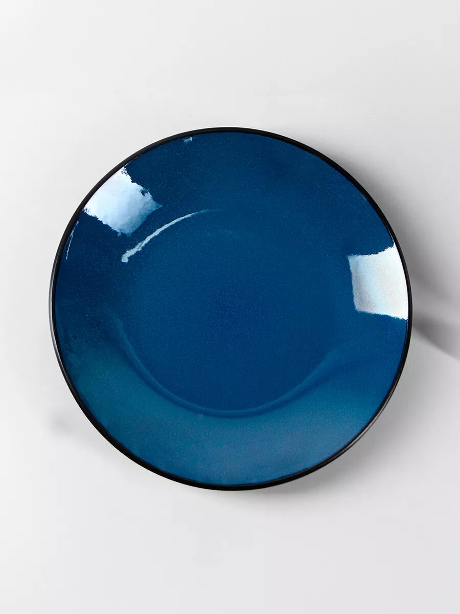 Тарелка керамическая десертная Доляна «Глянец», диаметр 20 см, цвет синий