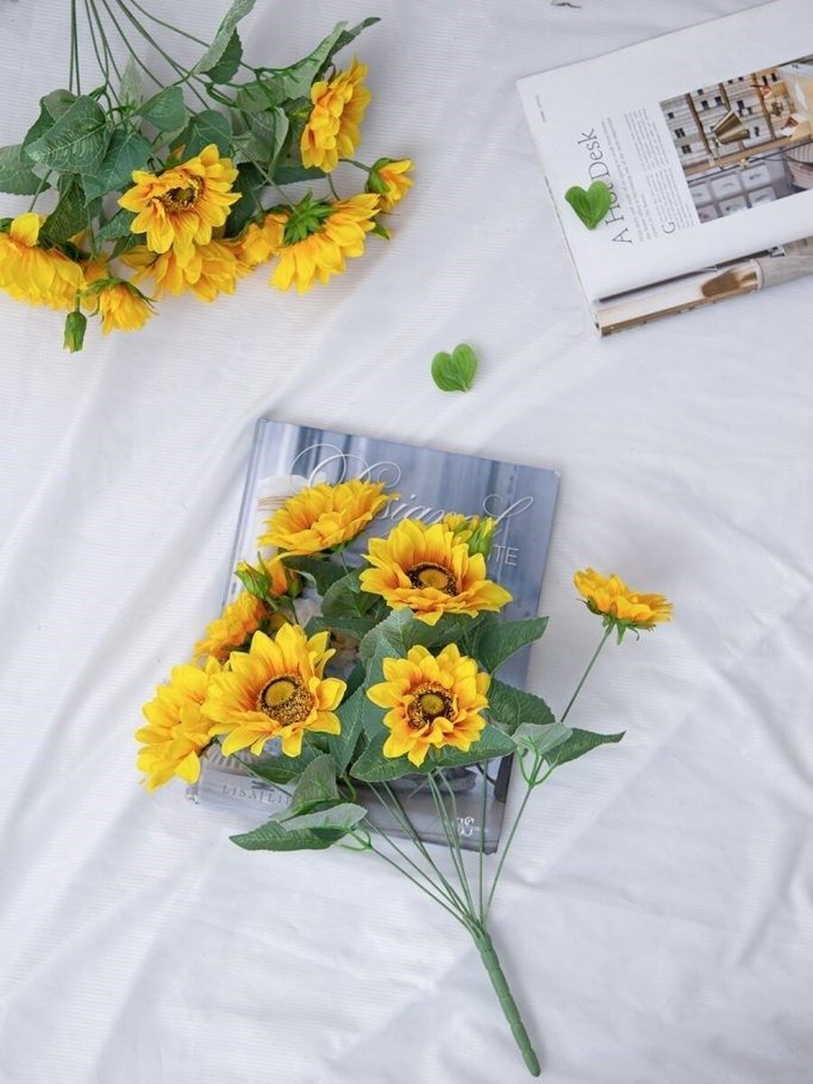 SA21999-YELL Растение декоративное Подсолнухи 26х28х48см, Glasar