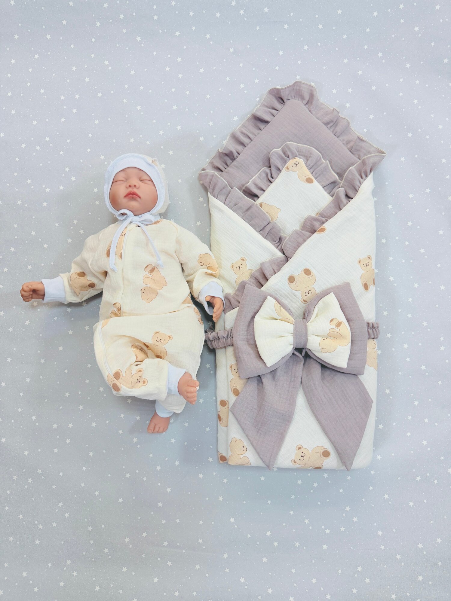 Комплект на выписку для новорожденного летний "Мармеладка"