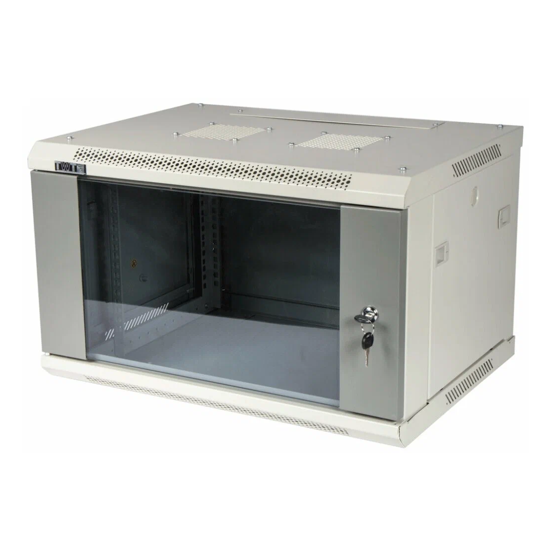 Шкаф коммутационный TWT TWT-CBWPG-15U-6X6-GY Pro, 15U, 600x600 мм, стеклянная дверь, IP20, разборный, серый