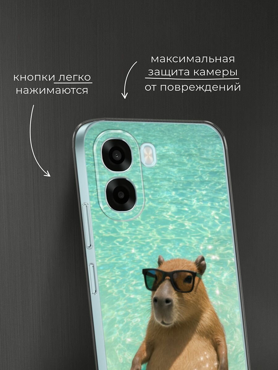 Силиконовый чехол на Oppo A6x / Оппо A6x с принтом Капибара на море — фото 1