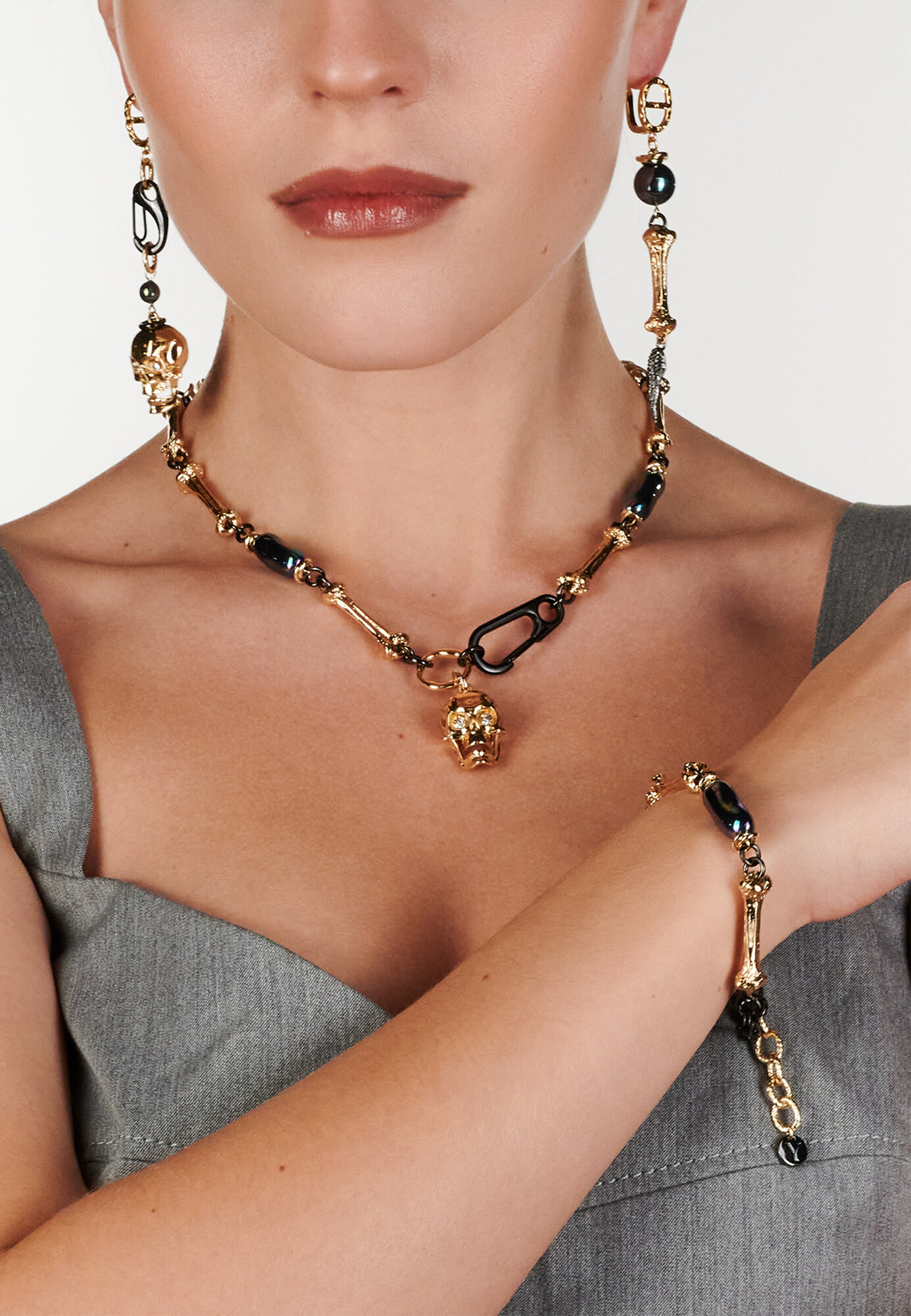 Браслет-цепочка, жемчуг имитация