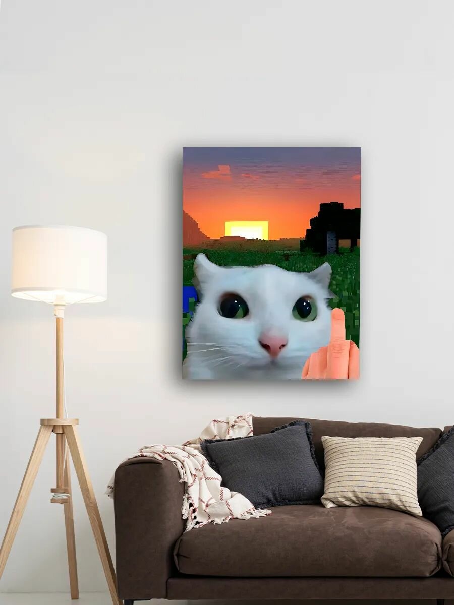 Постер на стену Minecraft мем котик, , плакат 1шт, А3 размер. — фото 1