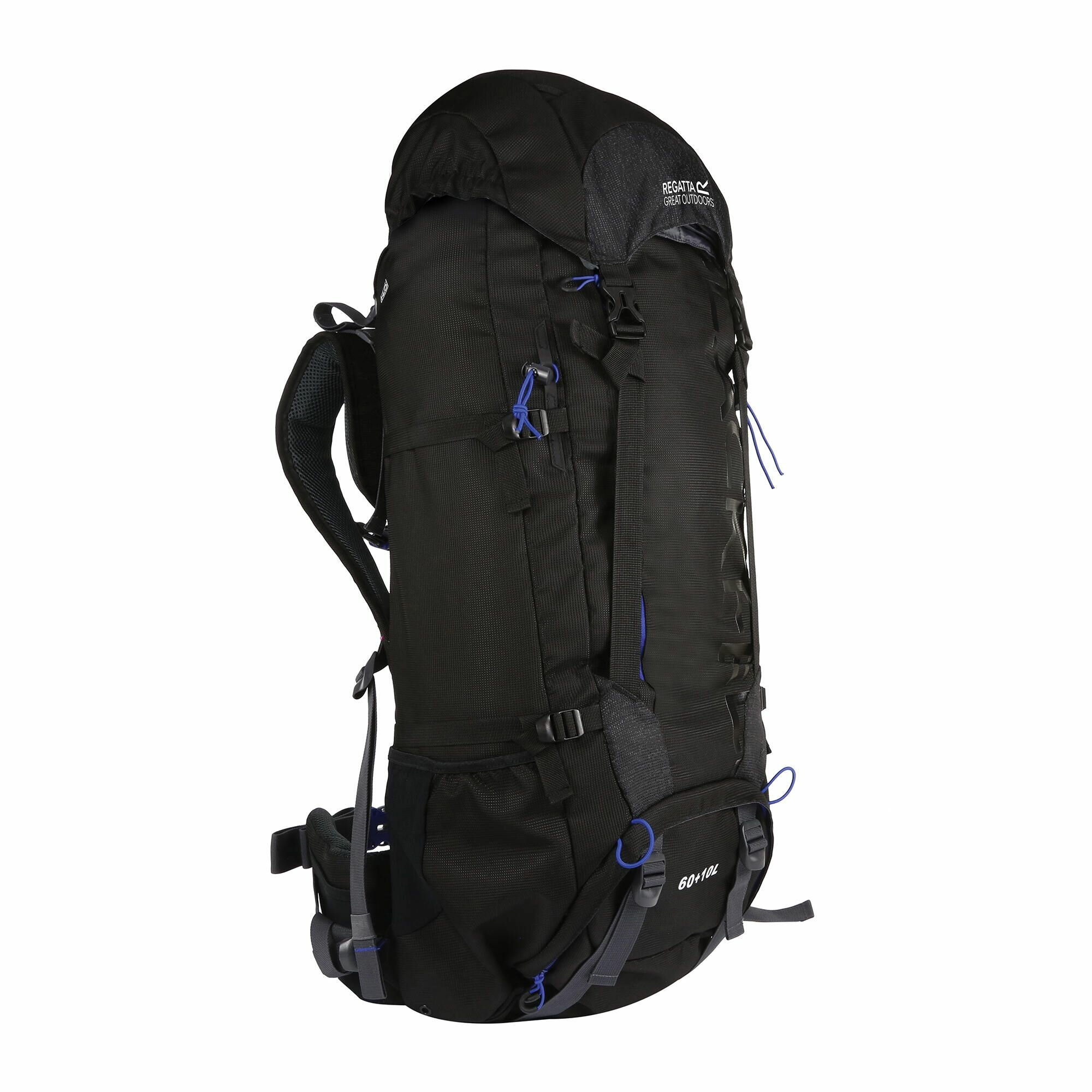 Походный рюкзак Blackfell Regatta 60 л + 10 л складной рюкзак унисекс, Decathlon, Цвет: Черный / Черный, Размер: 60 л