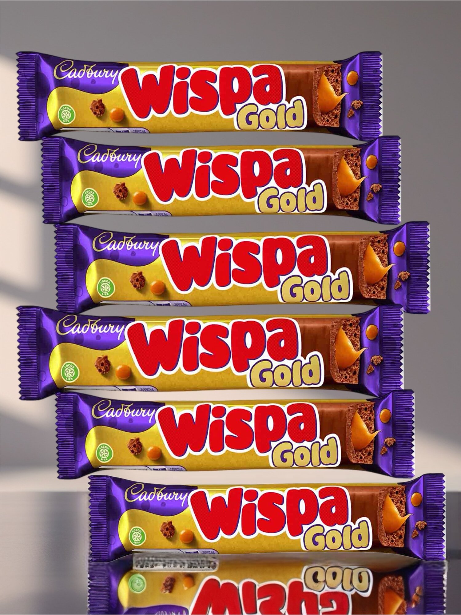 Шоколадный батончик Cadbury Wispa Gold/ Виспа воздушный пористый с карамельной начинкой, 6 шт х 48г (США)