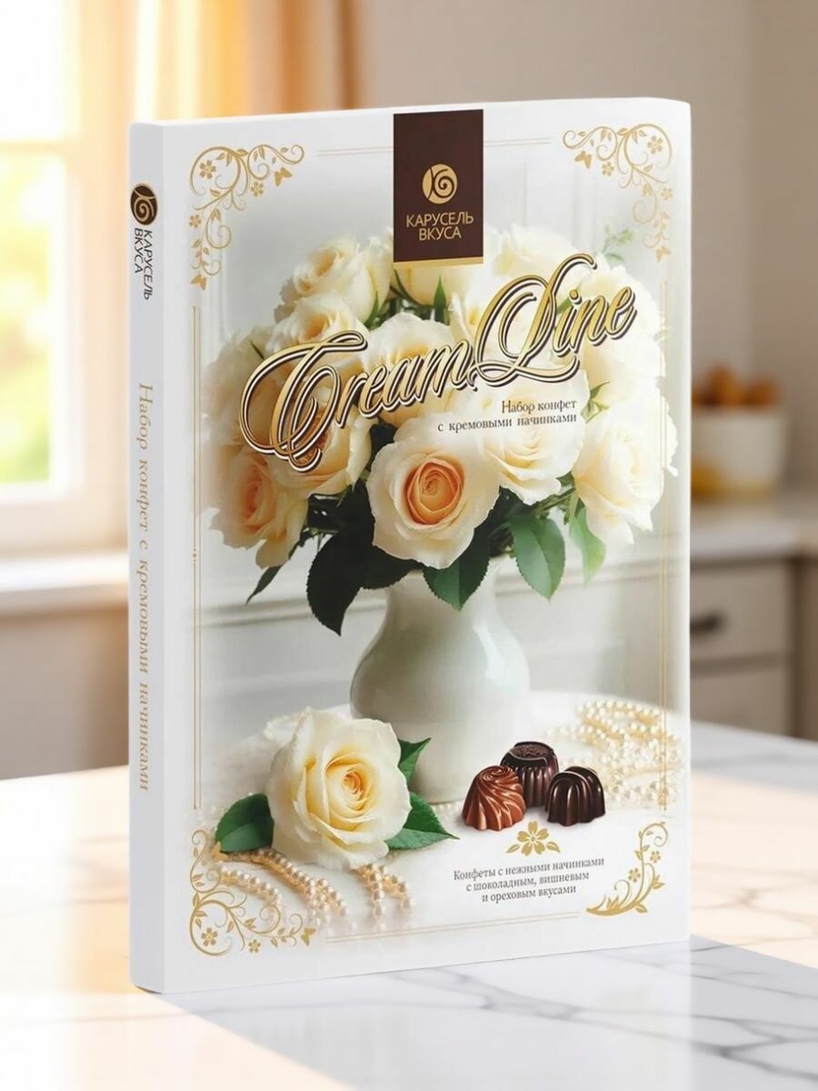 Набор конфет "Cream Line" (Кремовые розы) с шоколадным, вишневым и ореховым вкусами 150гр 1шт