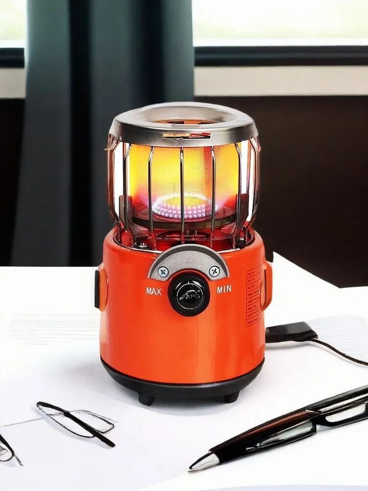 Газовый обогреватель оранжевого цвета, портативный для помещений и улицы