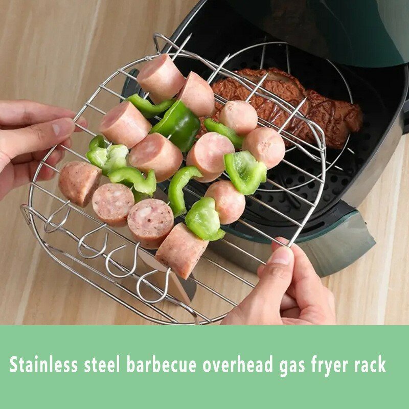 Аксессуары для аэрогриля: круглая решетка для гриля, шампуры для гриля, решетка для микроволновой печи из нержавеющей стали.