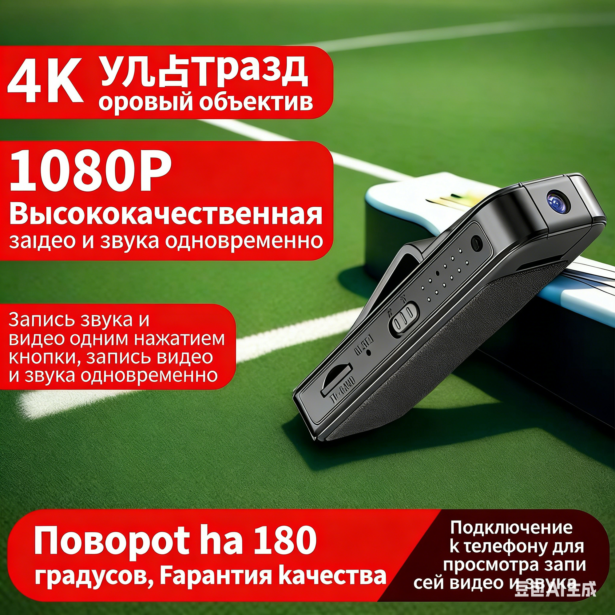 Носимая камера "1080P", 4K，ночное видение，Запись звука，микрофон с шумоподавлением,32GB