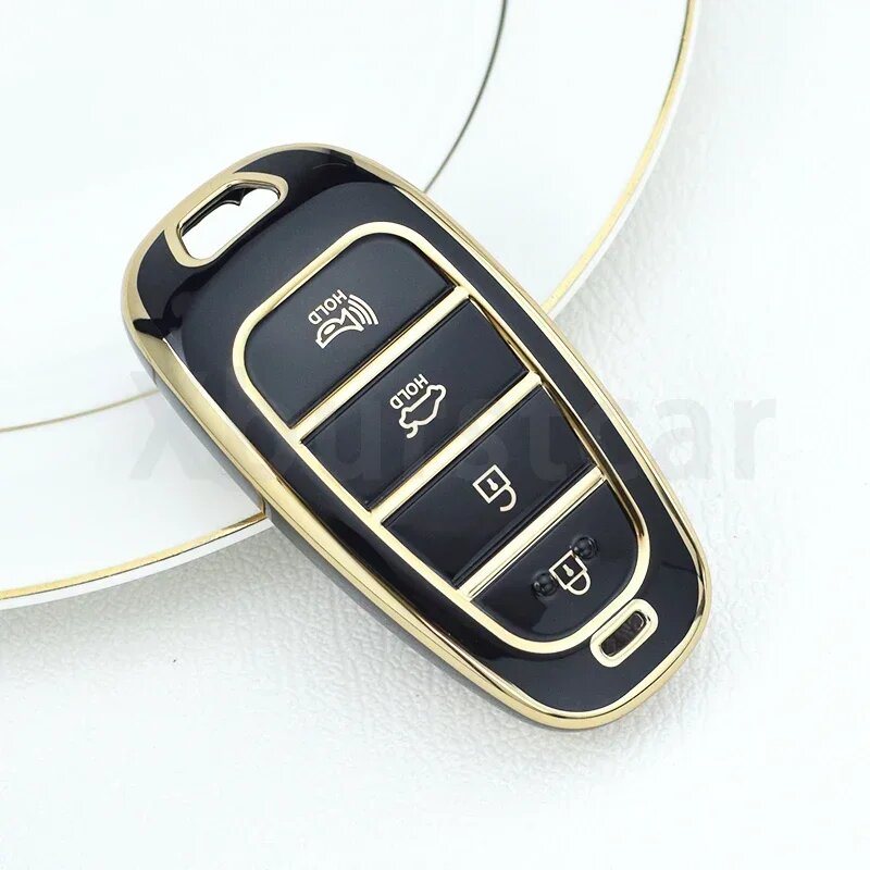 Чехол с 4 кнопками для автомобильного ключа Hyundai Sonata Elantra Creta Ix35 Ix45 black cover(GLD)