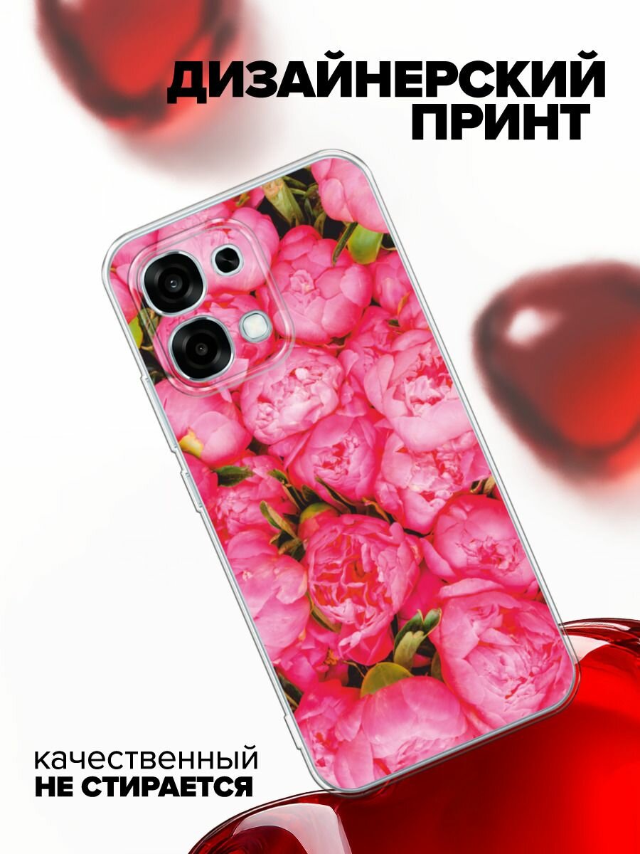 Силиконовый чехол на Oppo A6 Pro / Оппо A6 Про с принтом пионы — фото 1