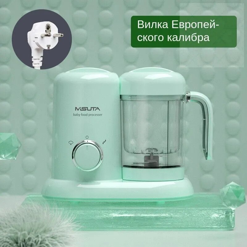 Многофункциональный кухонный комбайн для детского питания MSUTA mz-htoqft81lv4, зеленый, с функцией пароварки