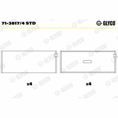 Комплект вкладышей шатунных GLYCO 71-3817/4 STD Mercedes 1.8-2.5 Mot. M102, M111 80-> STD