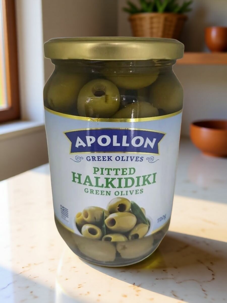 Оливки без косточки Halkidiki Apollon зеленые, Греция, 720г