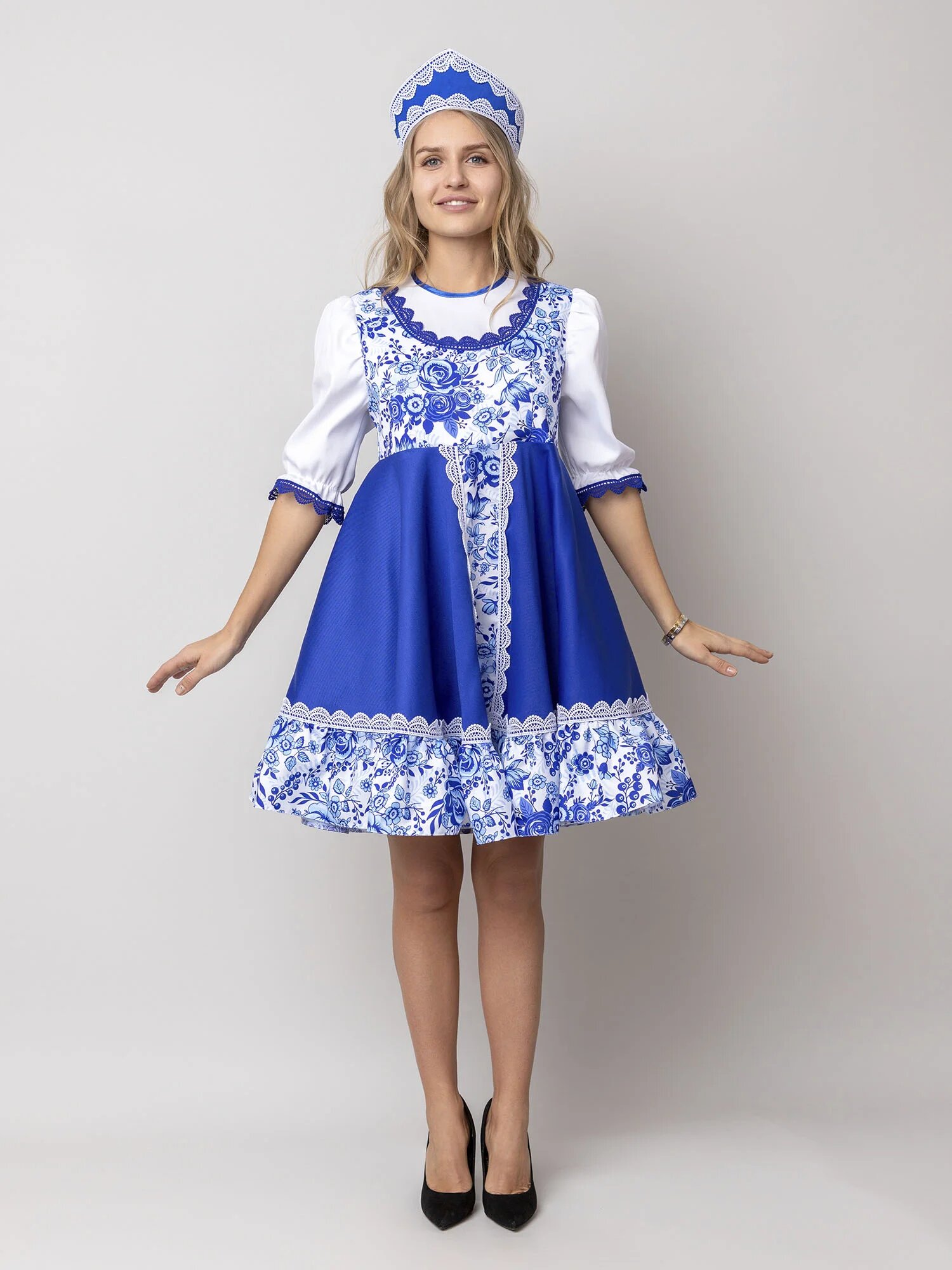 Карнавальный костюм взрослый "Мирослава" женский народный с кокошником