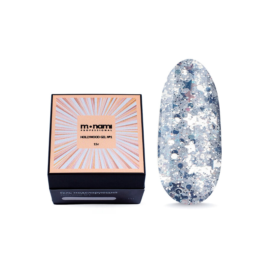 Гель моделирующий Monami HOLLYWOOD, без HEMA, TPO, серебристый, 15г