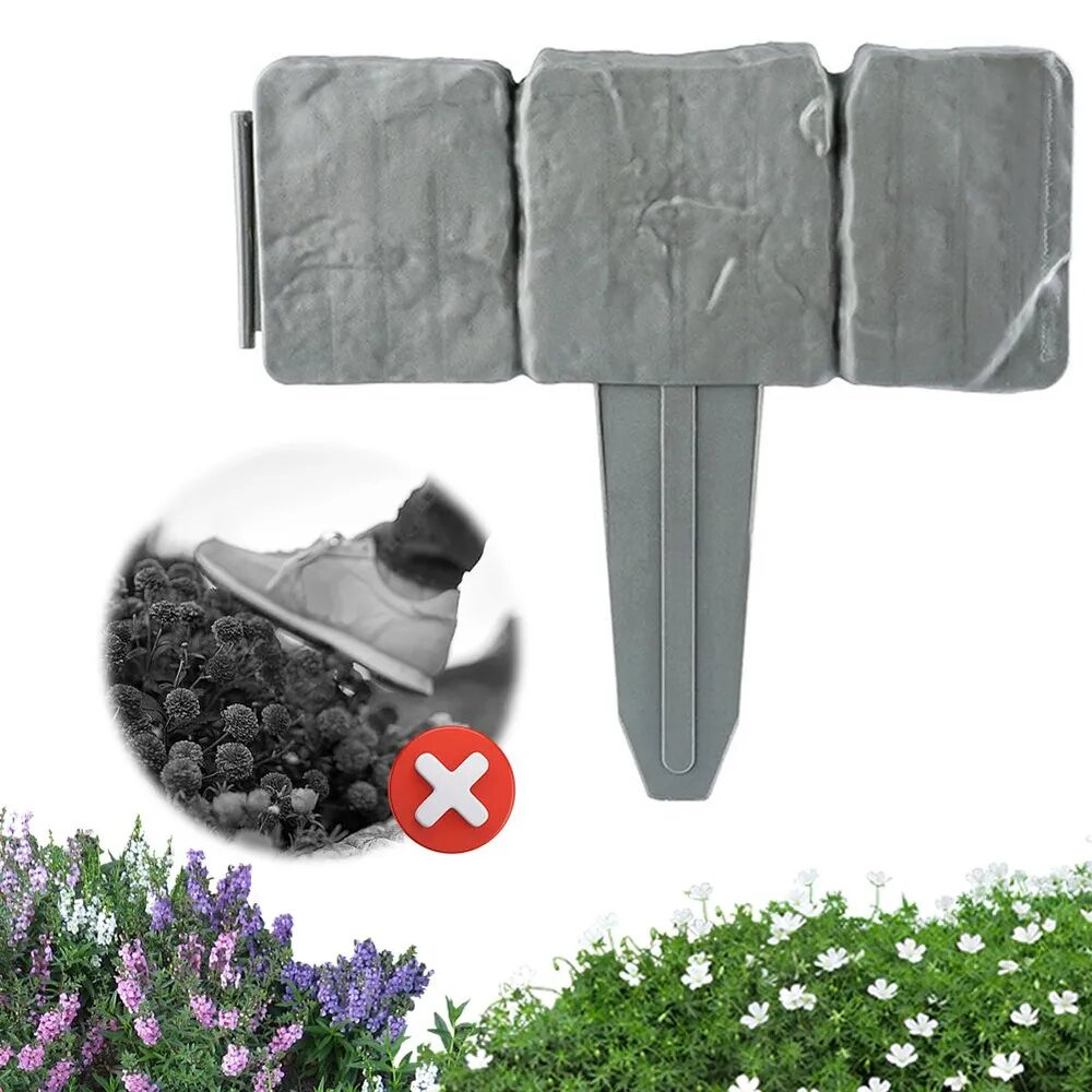 Milochic Секция забора полипропилен (ПП) серый камень ограждение для клумб 250 × 10 × 230 мм