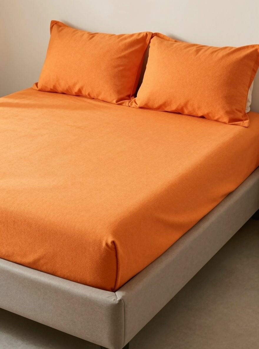 Простыня махровая (производство Иваново): "Апельсиновый нектар" - размер 160х200, высота борта 20 см.