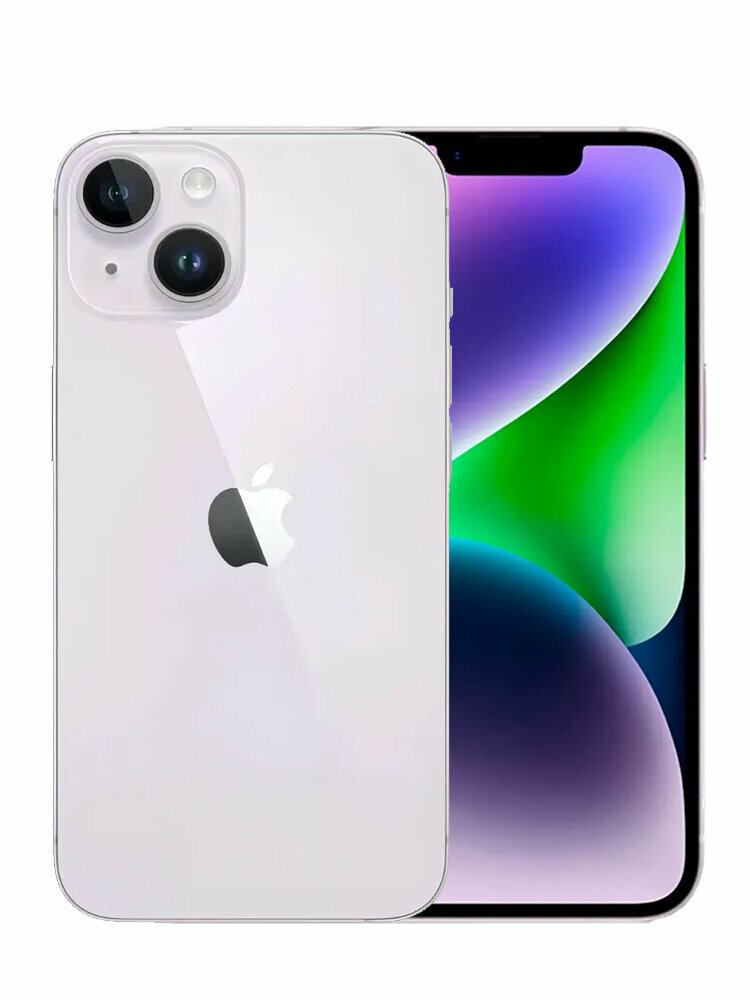 Смартфон Apple iPhone 14 128 ГБ, мощный процессор A15, камера pro ночью, экран OLED 6.1", фиолетовый（purple）
