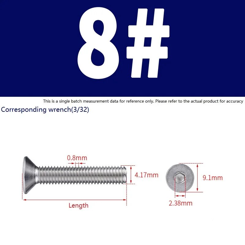 Винты UNC 304 из нержавеющей стали 8 -32(10pcs), 1/4"