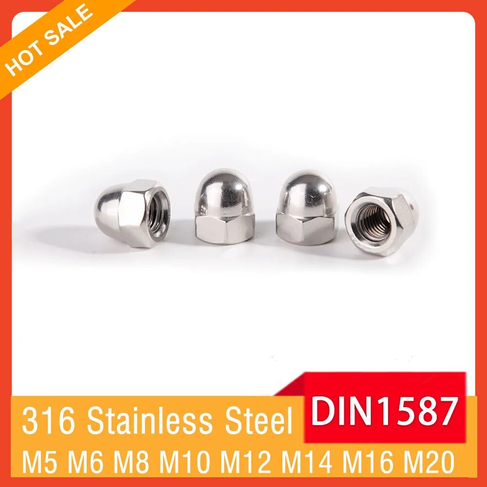 M5 M6 M8 M10 M12 M14 M16 M20 DIN1587 A4-80 Acorn Nut 316 гайка из нержавеющей стали с 5pcs M12