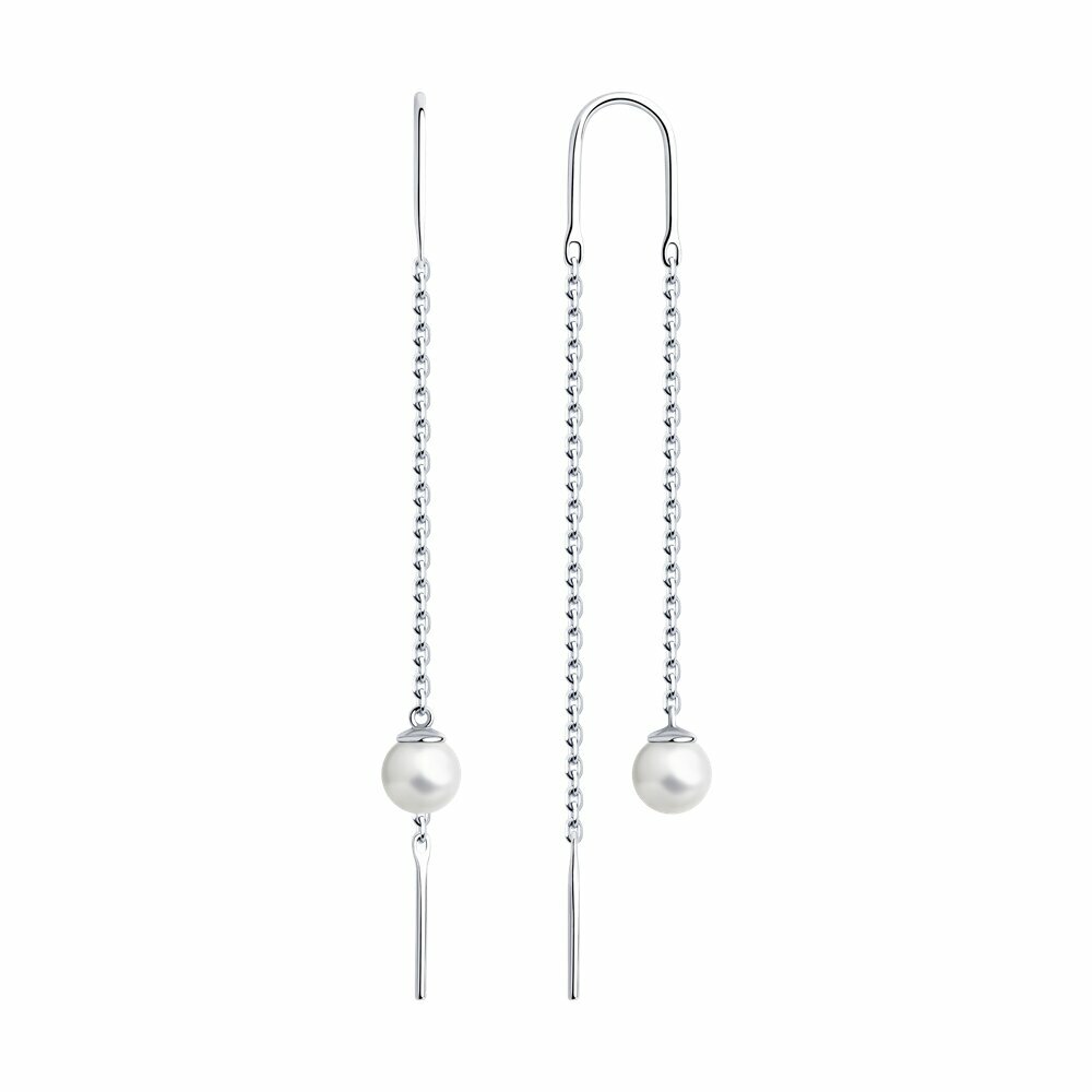 Серьги, серебро, 925 проба, родирование, жемчуг имитация